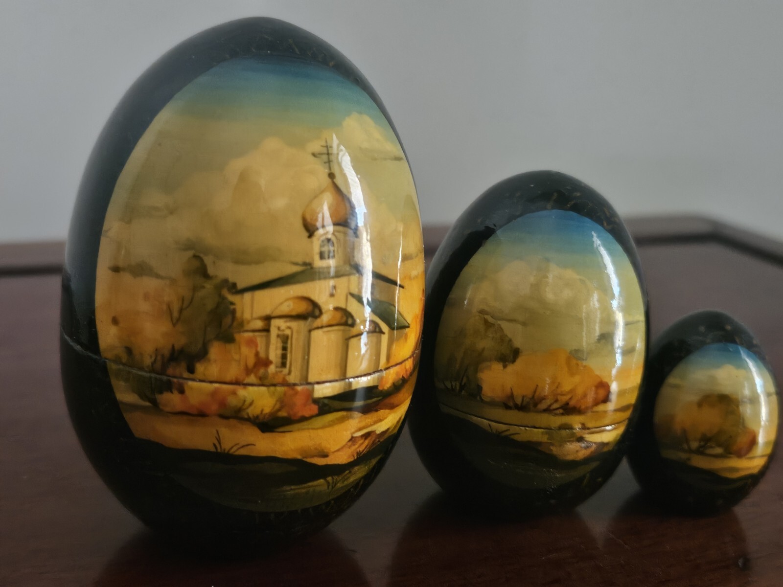 Rare Russian Hand Painted Lacquer Egg 3pcs | eBay