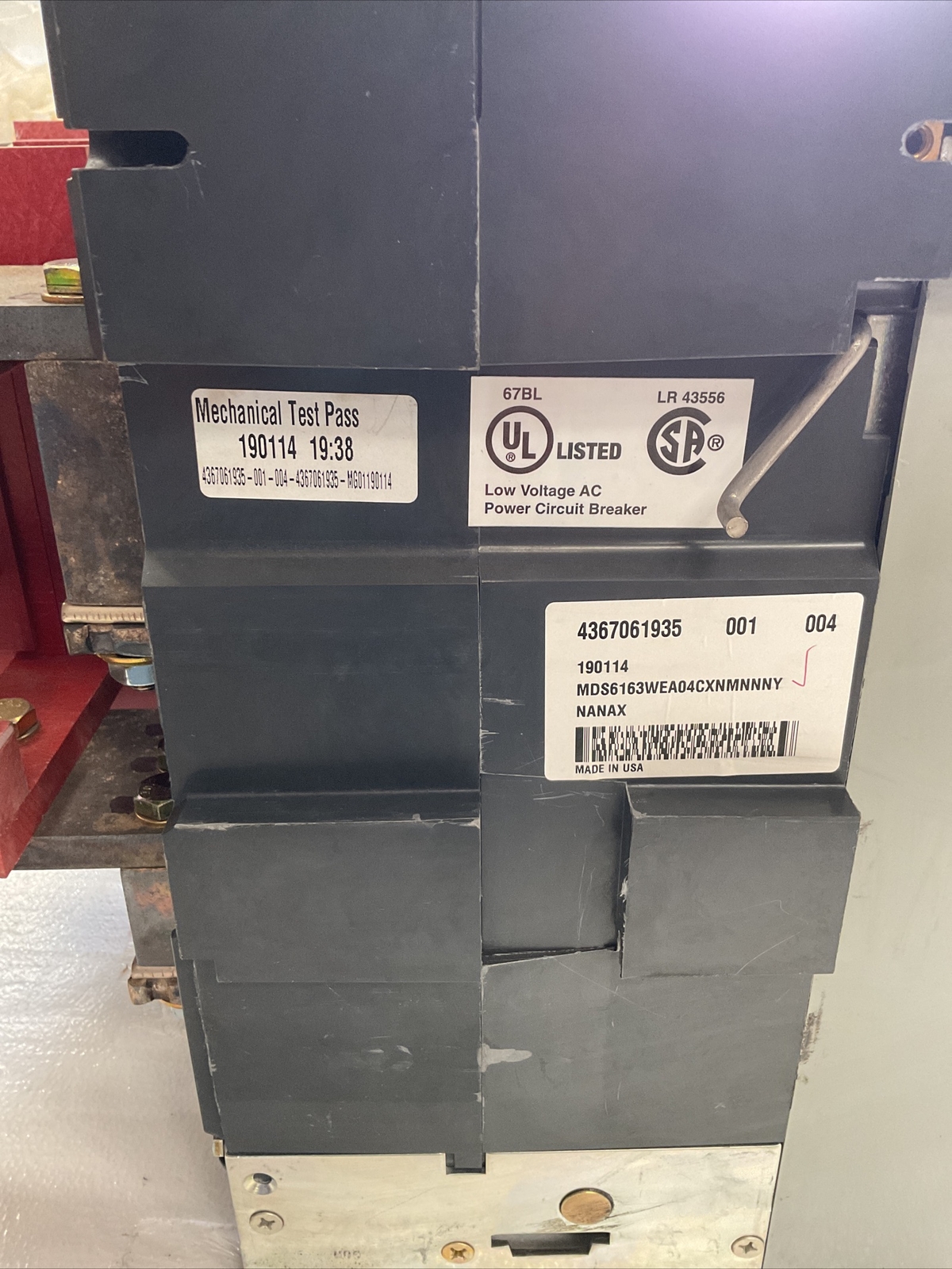 Eaton MDS616 1600A DS LV Circuit Breaker K1600-AR1600M W/ Digitrip ...