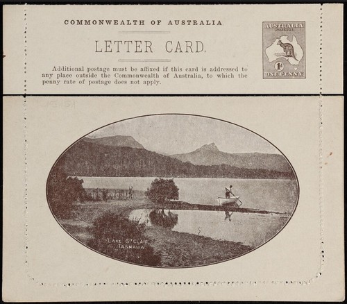 AUSTRALIA Lettercard 1913 Kangaroo 1d Lake St Clair. ACSC LC14(67A) cat ...