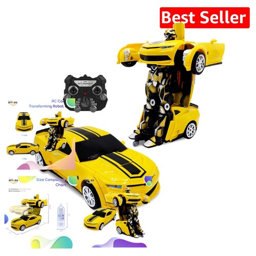 Yellow Remote Control Transforming Robot Sports Car - 2-in-1 Fun for ...