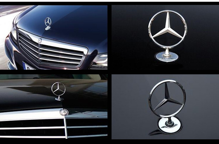 Silver Front Hood Ornament Mounted Star Emblem For Mercedes Benz C E S ...