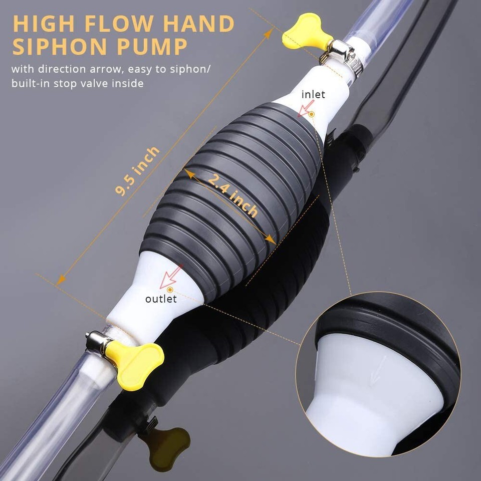 Largest Manual Hand Siphon Syphon Transfer Pump Fluid Liquid Water Gas ...