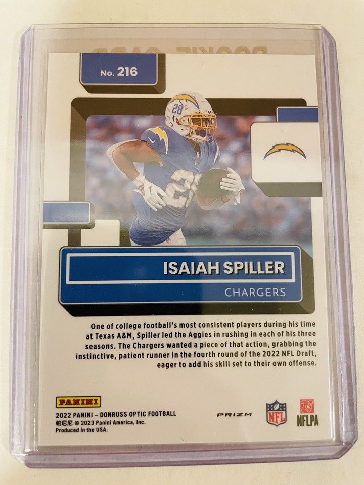 2022 Donruss Optic Isaiah Spiller Blue Glitter SSP Rated Rookie RC #216 ...