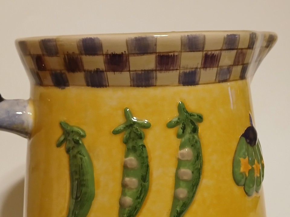 Ladybug Handle Yellow Ceramic Studio Nova Pitcher Summertime Embossed ...