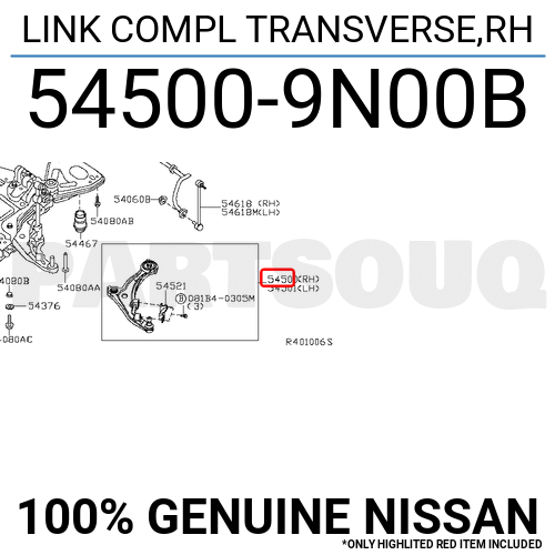 545009N00B Genuine Nissan LINK COMPL TRANSVERSE,RH 54500-9N00B | eBay