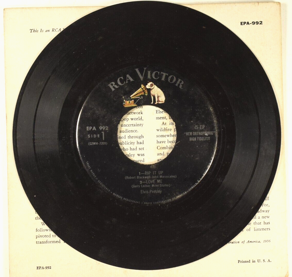 Elvis Presley - Volume 1 RCA EP 45 RPM EPA-992 - Rip It Up / Paralyzed ...