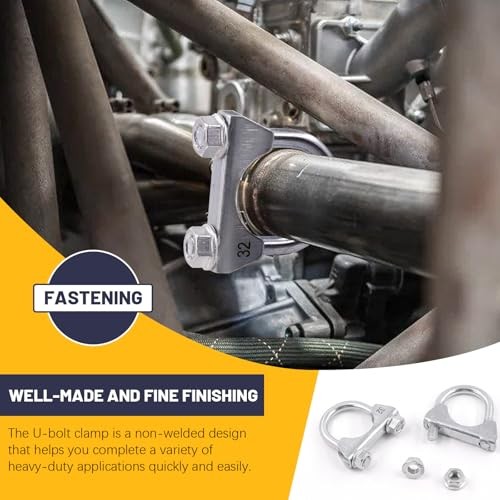 2Pcs(32mm) Exhaust U Clamp, Muffler U-Bolt Clamps, U Bolt Saddle ...