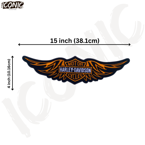 Harley Davidson Orange Wing logo 15" x 4" Embroidered patch Iron On ...