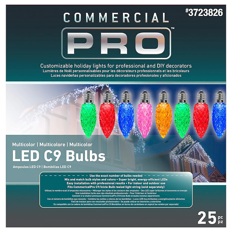 GEMMY Commercial Pro 25 Ct C9 Multicolor LED E17 Christmas String Light ...