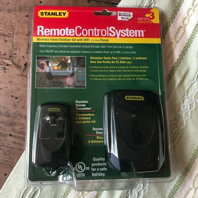 Stanley Remote Control System Wireless Indoor Outdoor 50' Range Base ...