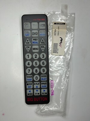 Hy-Tek Large Big Buttons Universal Remote, Gray (Cable SAT DVD TV VCR ...