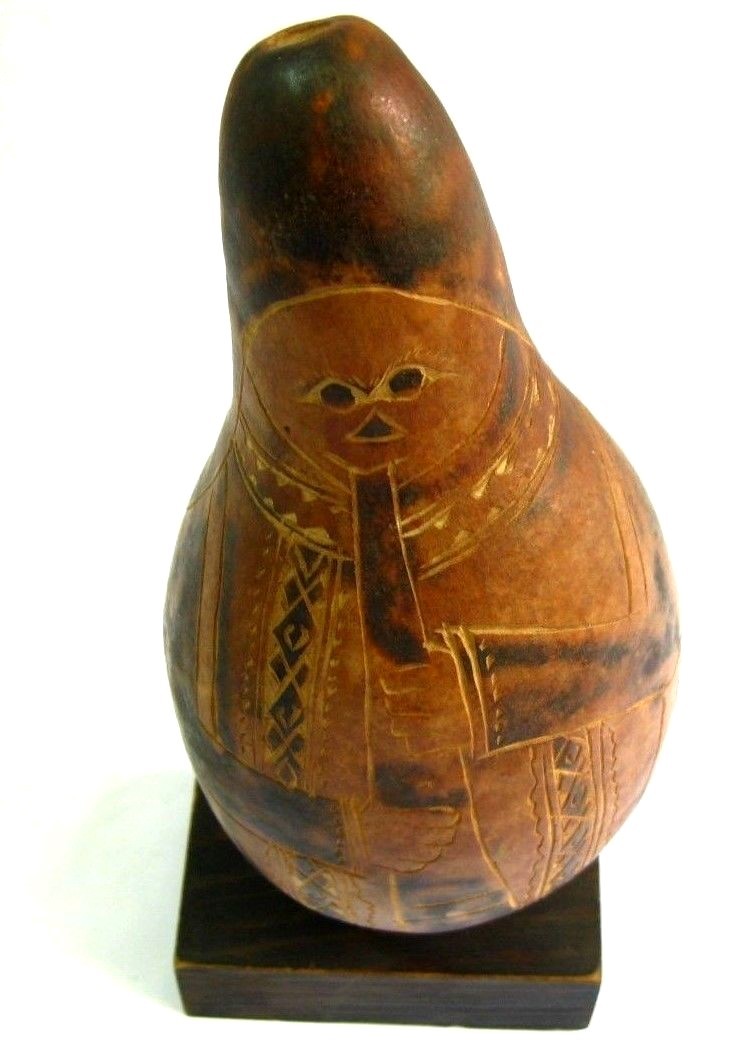 Vintage Peruvian Peru Hand Carved Folk Art Gourd Rattle Instrument | eBay