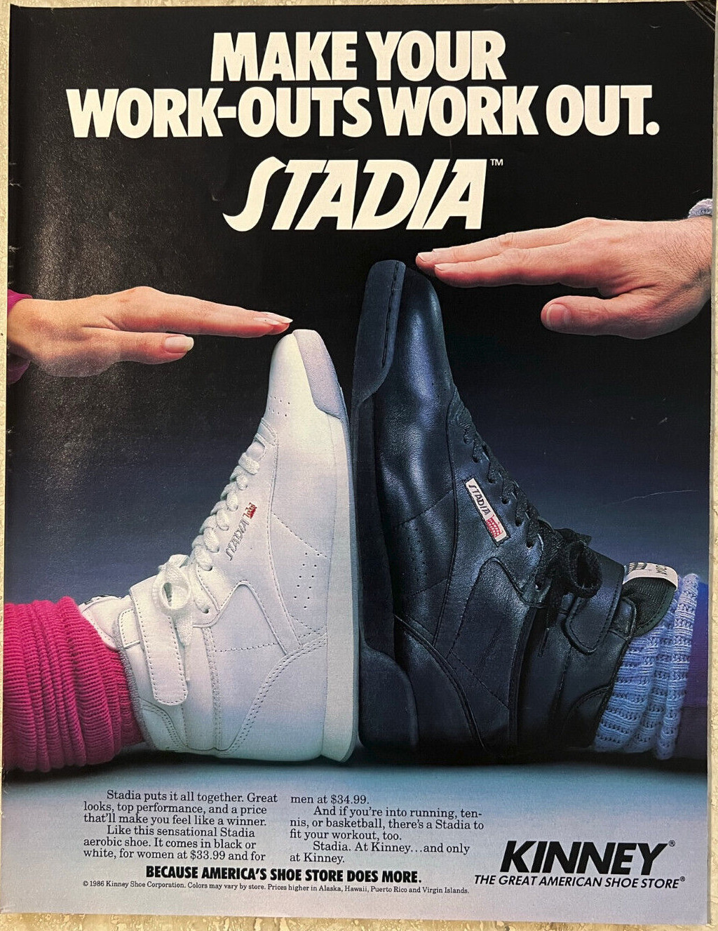 1986 Kinney Stadia Work Out Shoes Great American Shoe Store Vtg Print ...