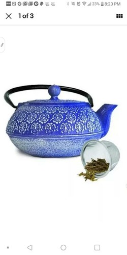 Primula Floral 40oz. Cast Iron Teapot Stainless Steel Tea Infuser ...