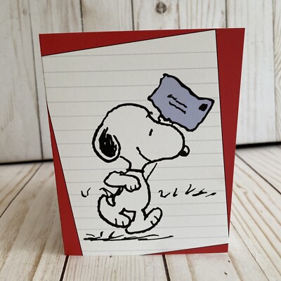 Snoopy Note Greeting Card Blank Running To Deliver Letter Peanuts Keep ...