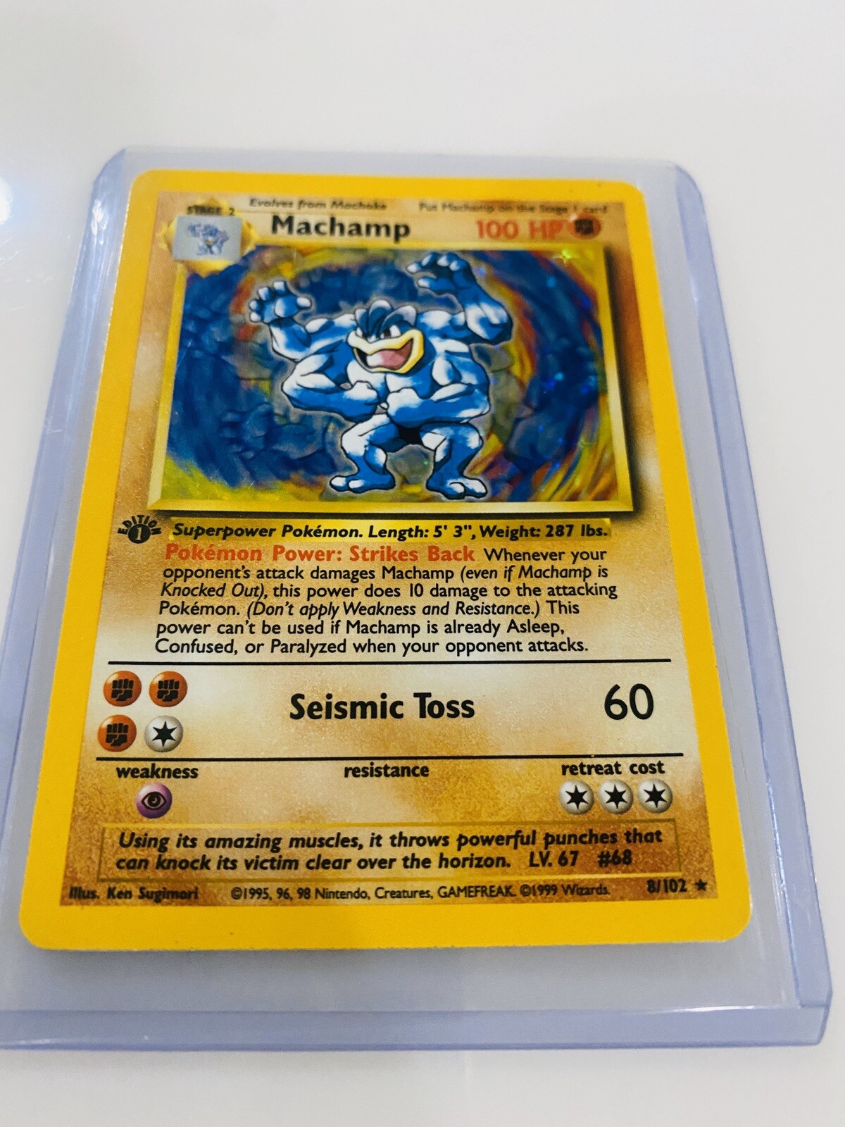 Rare 1st Edition Holographic Machamp Pokémon Card 8/102 Great Condition ...