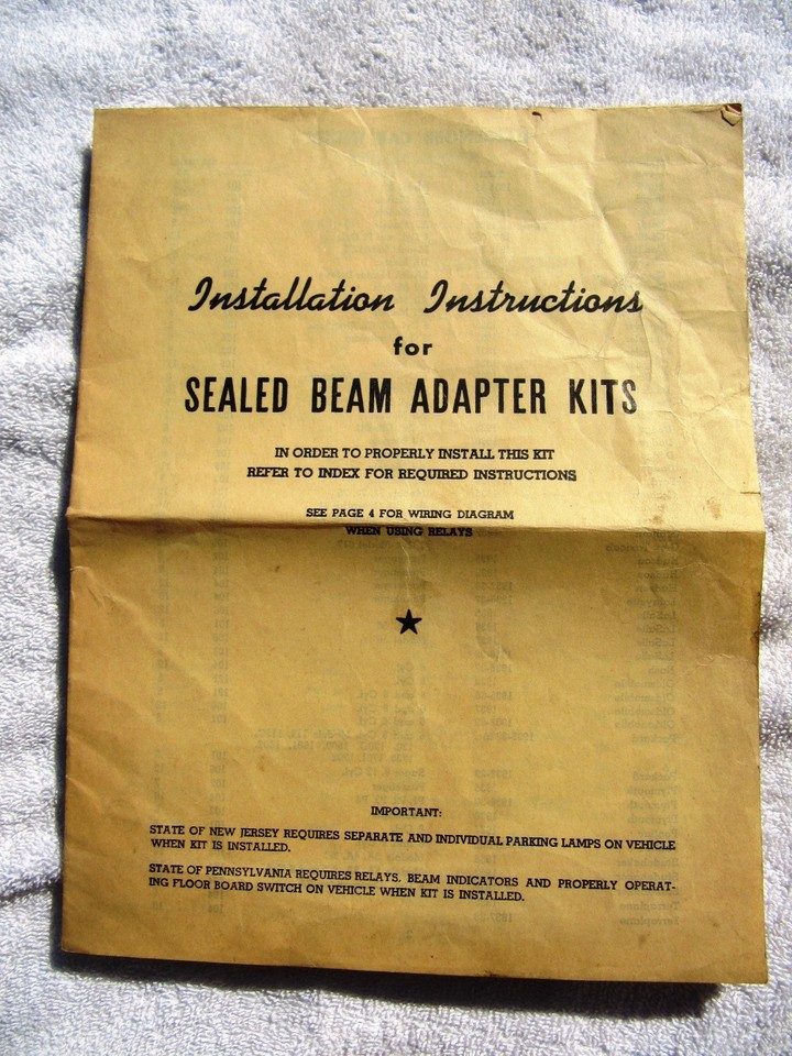 1934-39 Sealed Beam Adapter Kits Installation Service Bulletin Car Headlights | eBay
