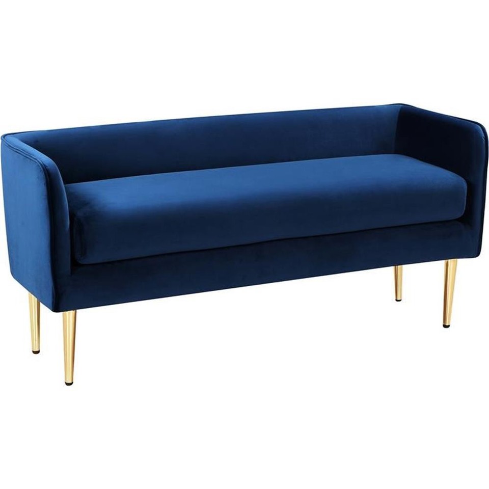 Meridian Furniture Audrey Navy Velvet Bench | eBay
