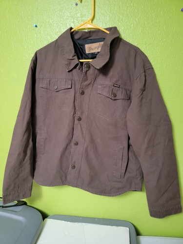 Wrangler Brown Button Up Jacket Canvas Workwear Coat Western Cowboy ...