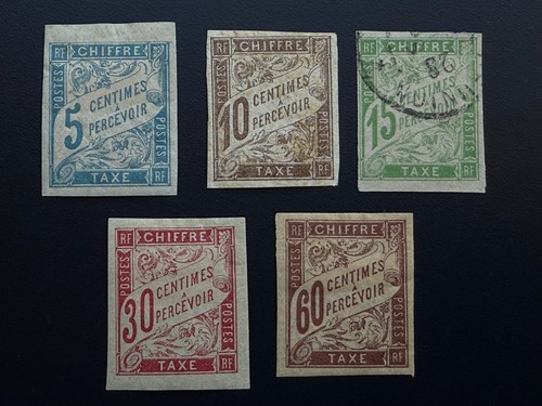 French Colonies 1893 Scott #J15, J16, J17, J19 & J21 Postage Due MLH ...