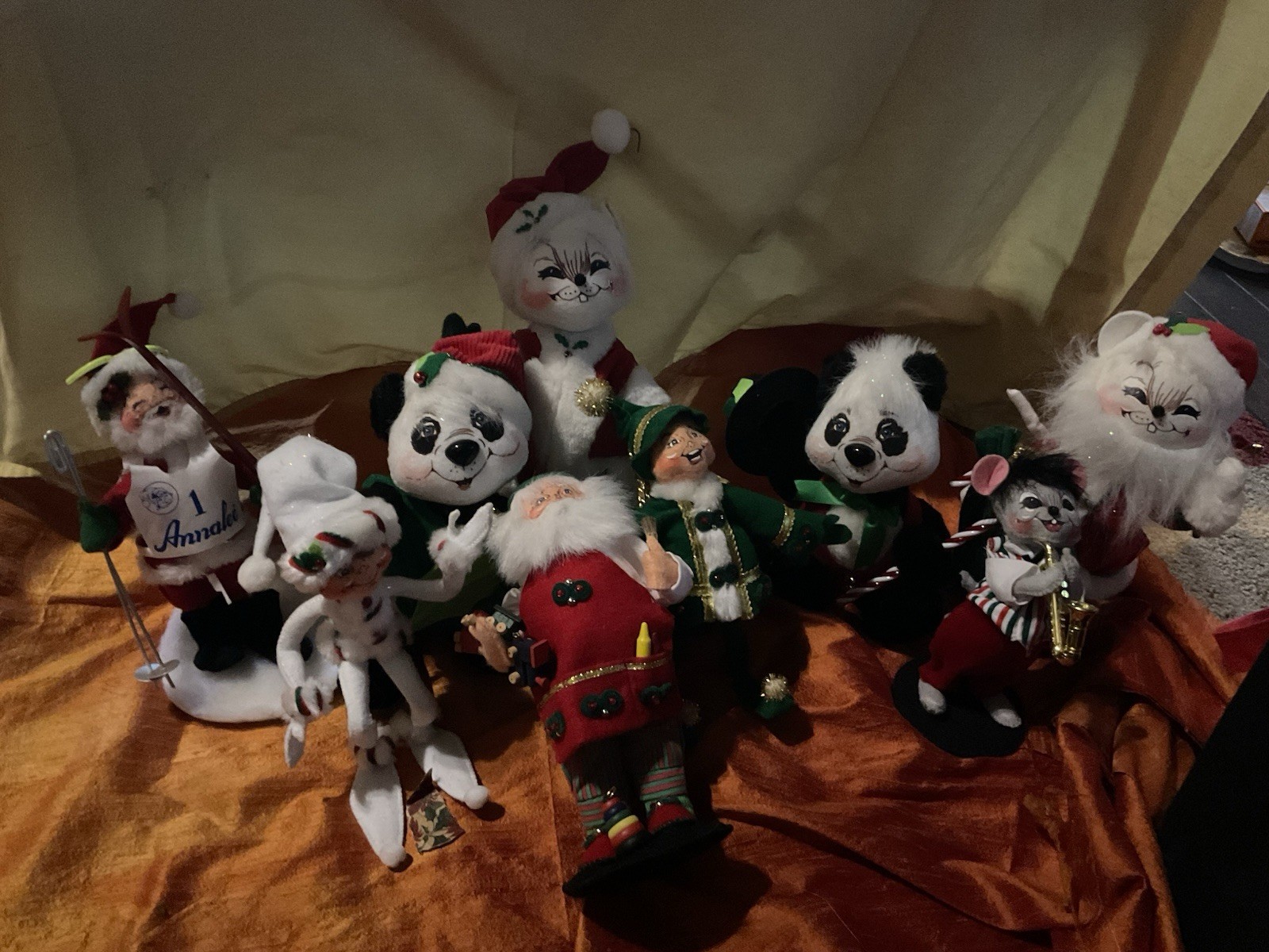 Lot of 9 Vintage 90s AnnaLee Christmas Figures Santa’s Elves, Cat Panda ...