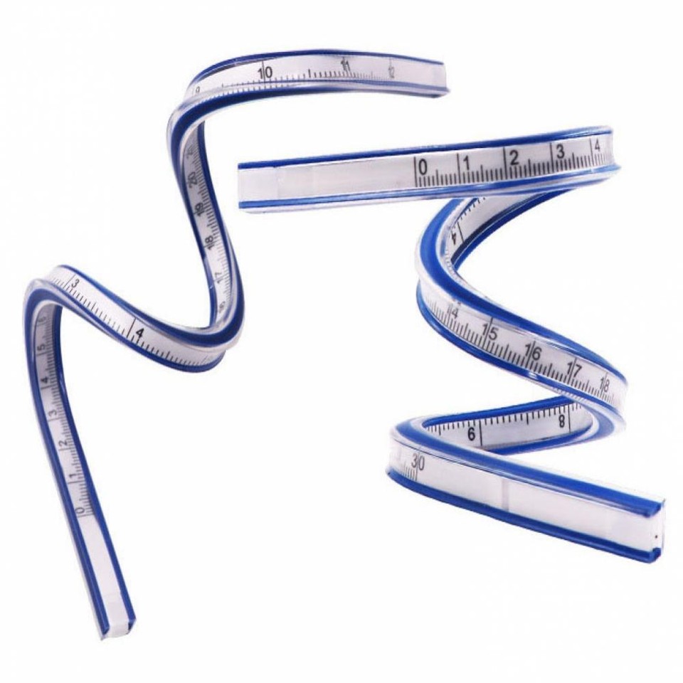 Flexible Curve Ruler 12 Inch Bendable Curve Template Double Side Scale ...