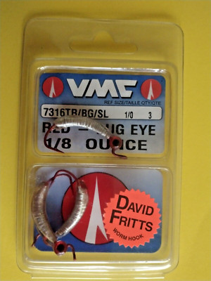 VMC Red Bug Eye Hooks - 1/8 oz - Size 1/0 - 7316TR/BG/SL - Silver - 3 ...