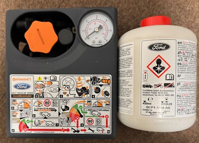 GENUINE CONTINENTAL FORD TYRE PUNCTURE REPAIR KIT PUMP INFLATOR SEALANT ...