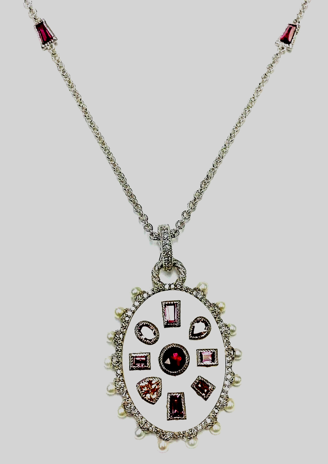 HSN Judith Ripka Sterling Silver Multi Gemstone 18" Pendant Necklace | eBay