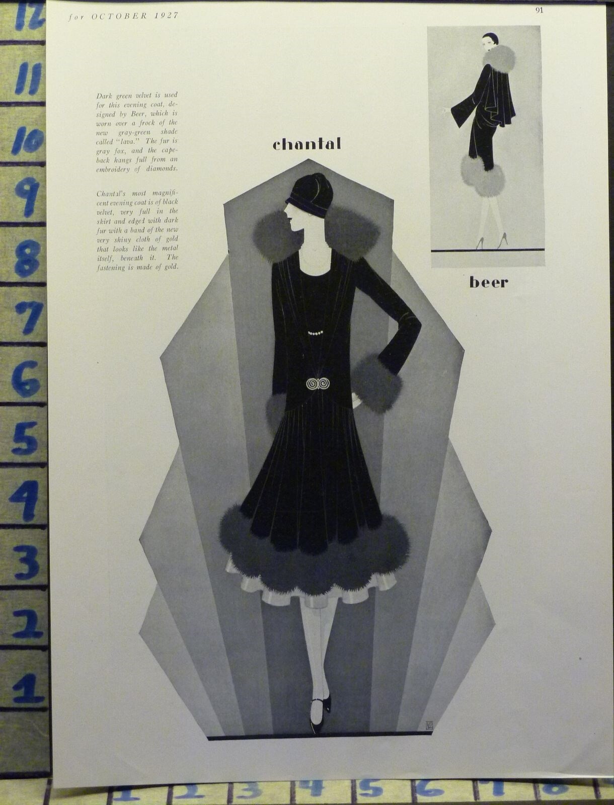 1927 CHANTAL BEER COAT DESIGNER FASHION DRESS STYLE DECO AD X30 | eBay