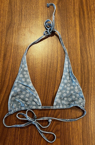 Kulani Kinis Bikini Top Womens Small Blue Floral Triangle String Swim ...