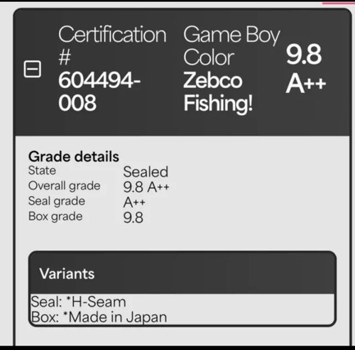 Bass Master Classic & Zebco Fishing GBC Nintendo Game Boy Color WATA ...