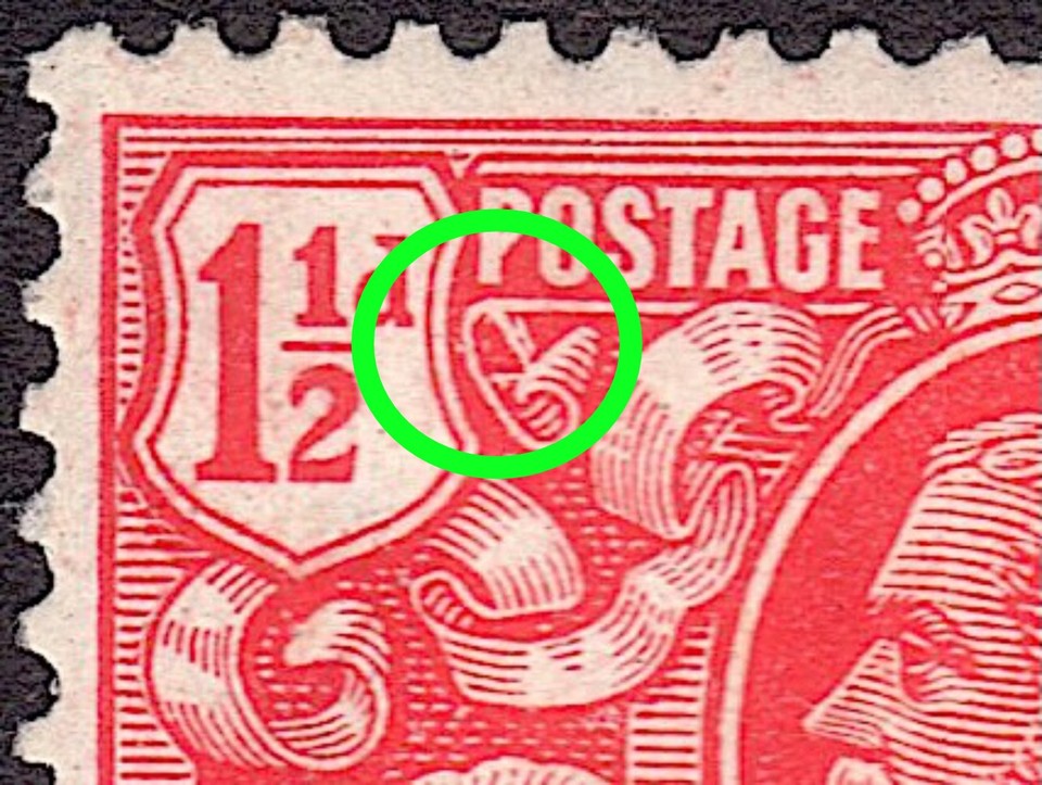 ASCENSION 1924-33 KGV 1½d Badge "Broken Scroll" variety M, SG 12d cat £ ...
