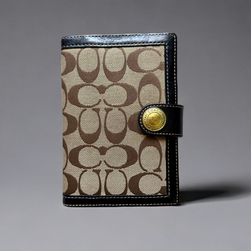 Coach Signature Canvas Black Leather Notebook Planner Cover China | eBay