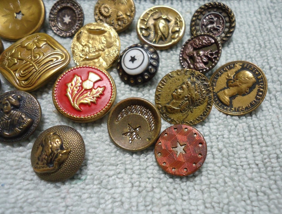 Lot of 20 Antique Metal Buttons 1/2" to 1 1/2" | eBay