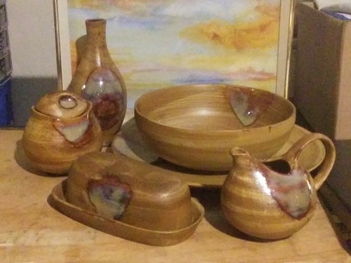 Lot of 6 Sango Splash 4951 stoneware dinnerware art pottery chop bowl ...