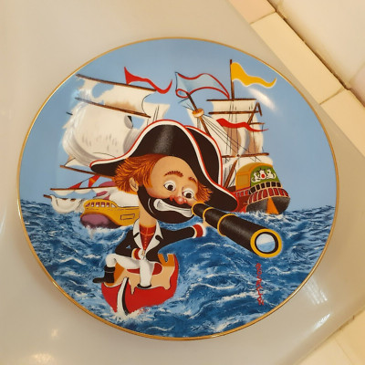1982 RED SKELETON Porcelain Plate A Numbered Edition "CAPTAIN FREDDIE ...