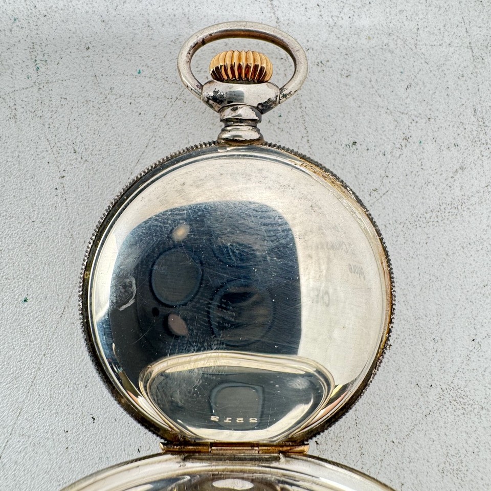 Antique 0s Crescent Coin Edge Fancy Hunter Pocket Watch Case Sterling ...