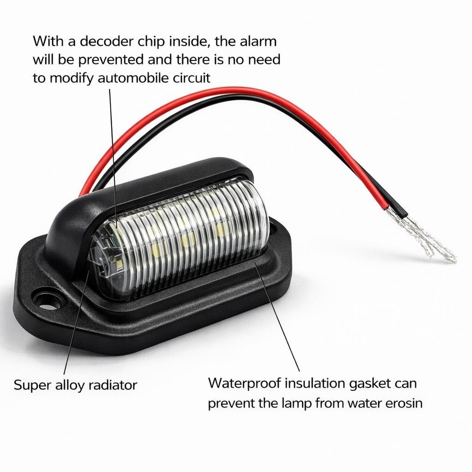 2PCS 6 LED Car License Number Plate Light - Illuminate Your Plate with ...