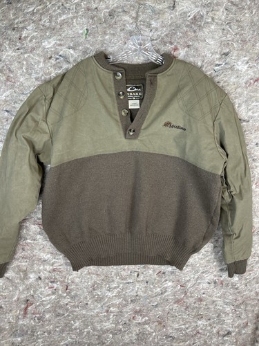 Drake Pullover Sweater Men’s Large Olive Wool Waxed Duck Shoulder ...