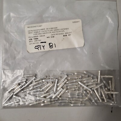 81PC HARTING FEMALE CONTACTS 16AWG 09-33-000-6204 / 09330006204 HT-0933 ...