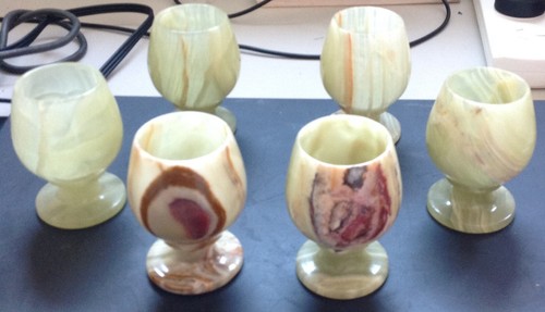 Set of 6 Goblet Natural Marble Agate Alabaster Stone Liquer or Port ...