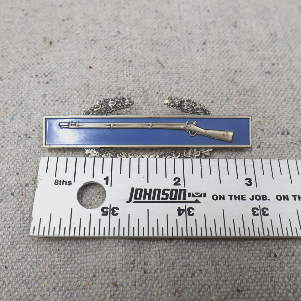 WWII ARMY STERLING SILVER INFANTRY MARKSMAN RIFLE BADGE BLUE ENAMEL PIN ...