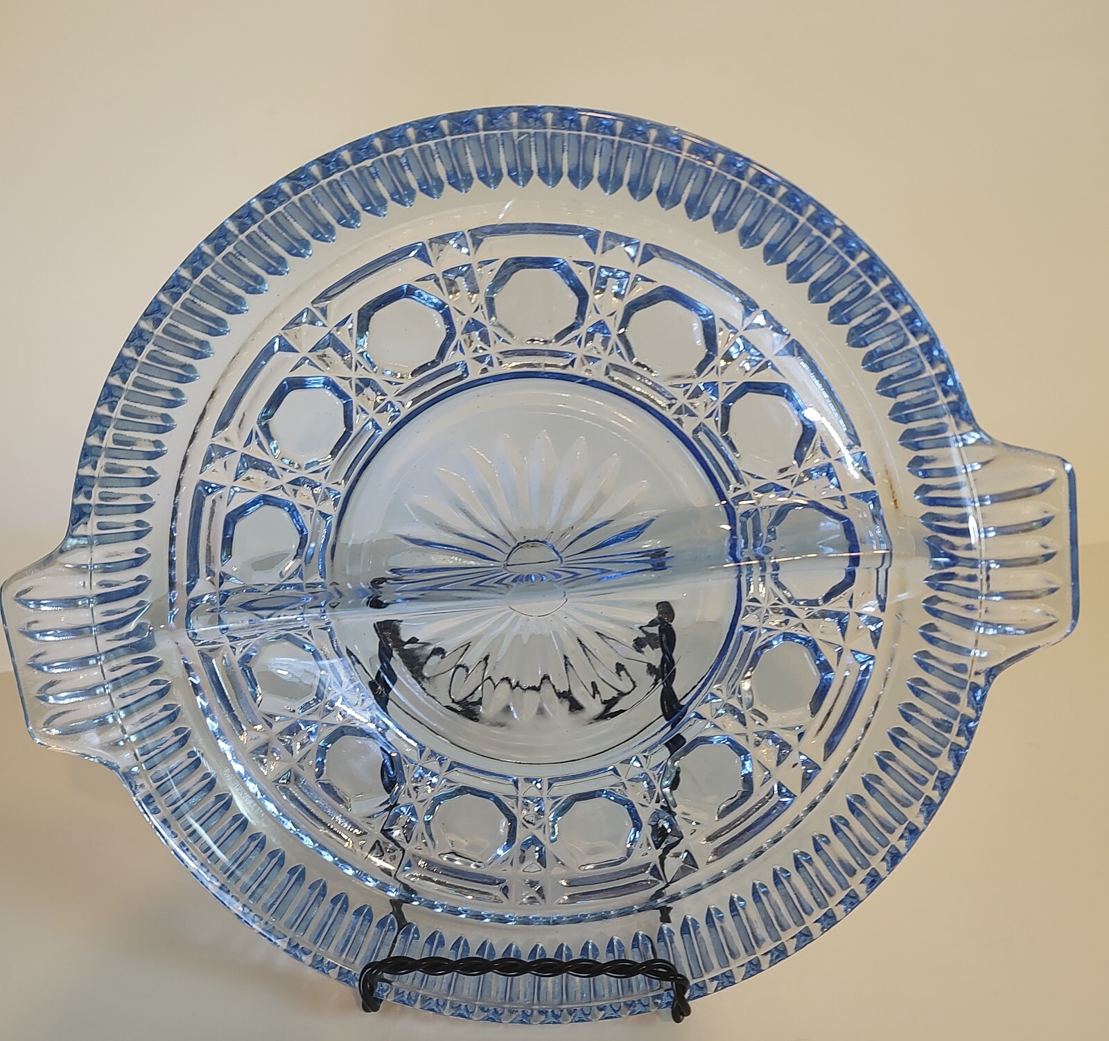 Vintage Indiana Glass Ice Blue Windsor Pattern Relish/Candy/Nut Divided ...