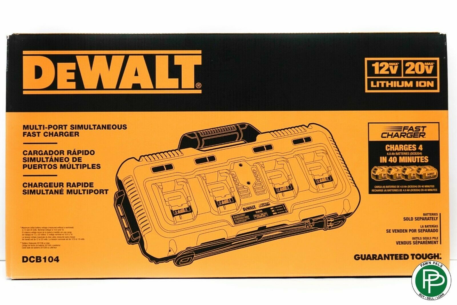 DeWALT DCB104 Multiport Li-Ion Battery Rapid Charger Jobsite Charging ...