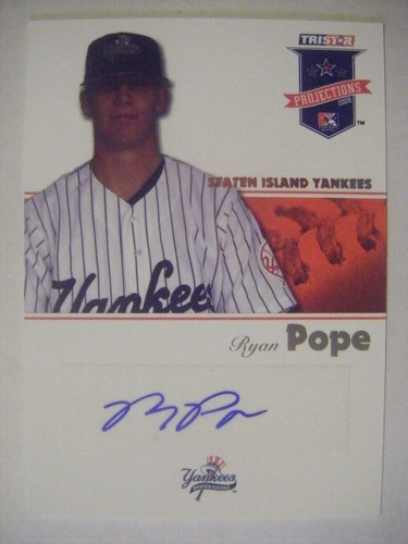RYAN POPE YANKEES Certified AUTO 2008 TriStar baseball card signed ...