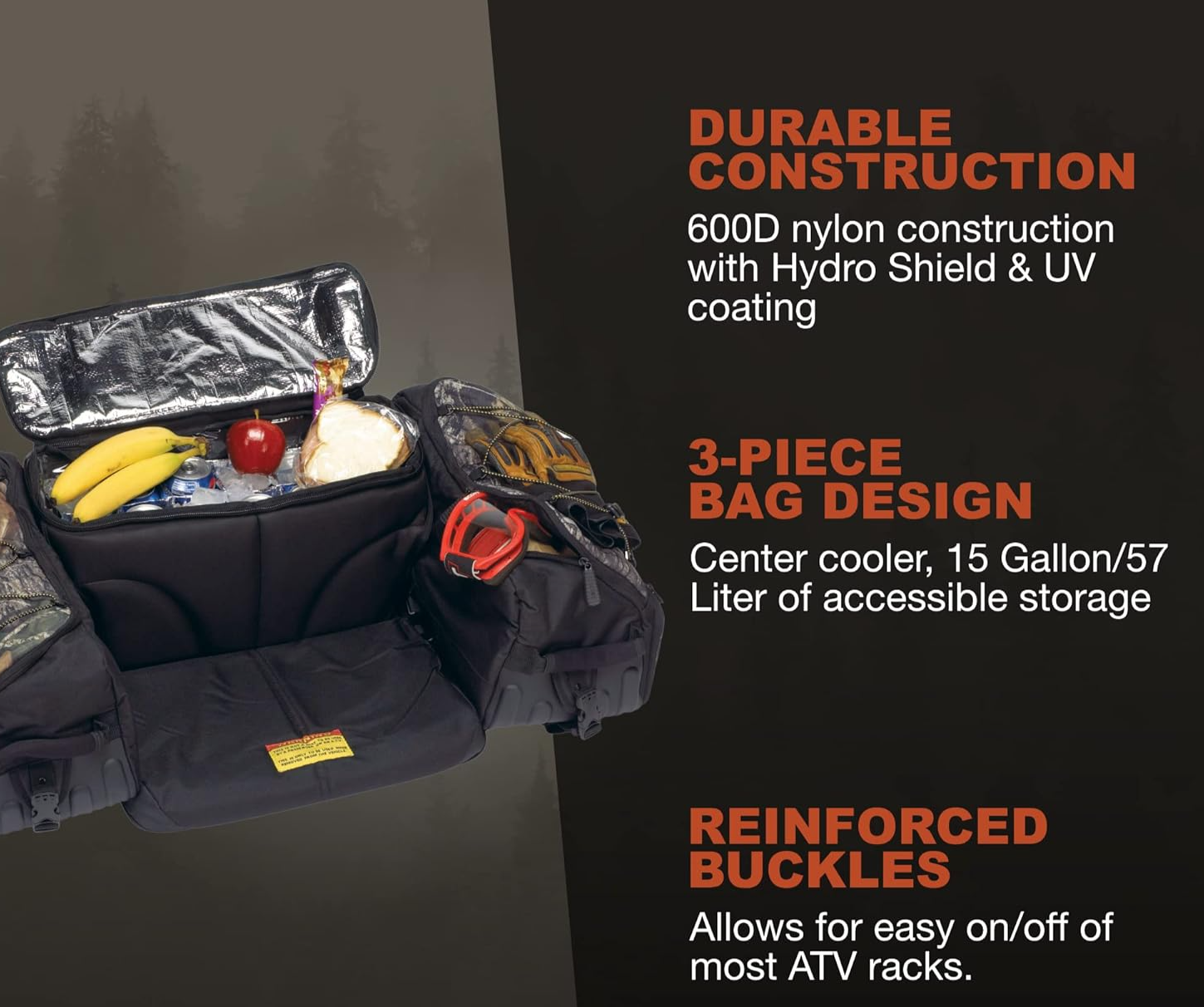 ATV Rear Mount Back Seat Storage Bag 4 Wheeler Quad Padded Cooler Cargo ...