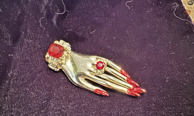 Vintage Art Deco Hand Pin - with Jewels & Nails!!! | eBay