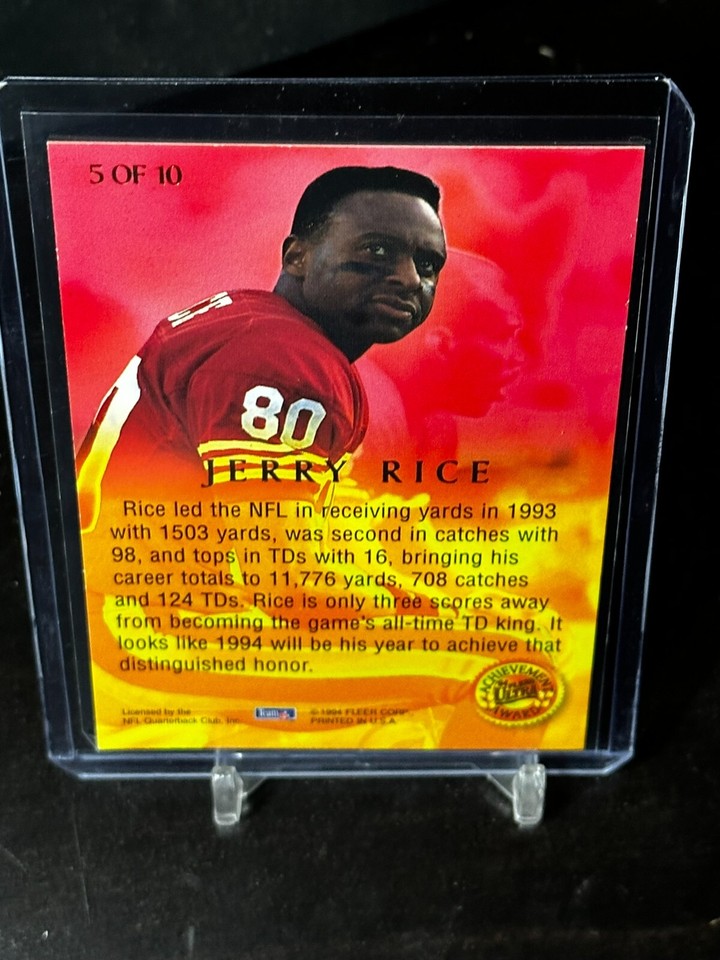 1994 Fleer Ultra Jerry Rice Insert Card Achievement Award #5 of 10 | eBay