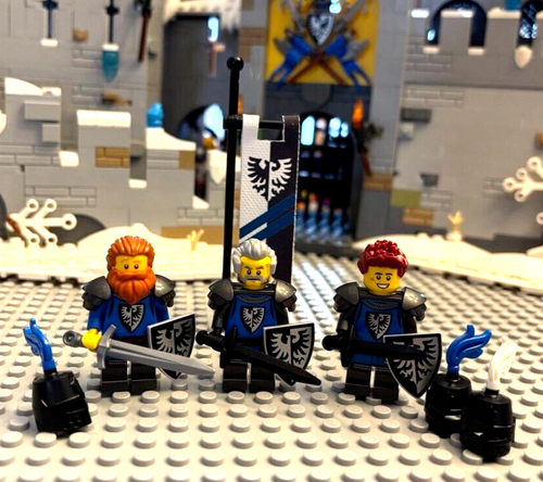 Lego Black Falcon Knights, Minifigs with custom flag #101 | eBay